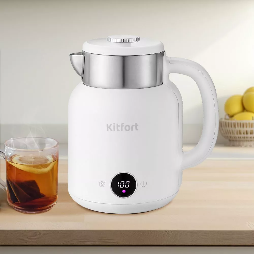 Чайник Kitfort KT-6196-2, белый купить по цене 3 990 ₽: отзывы, фото, характеристики