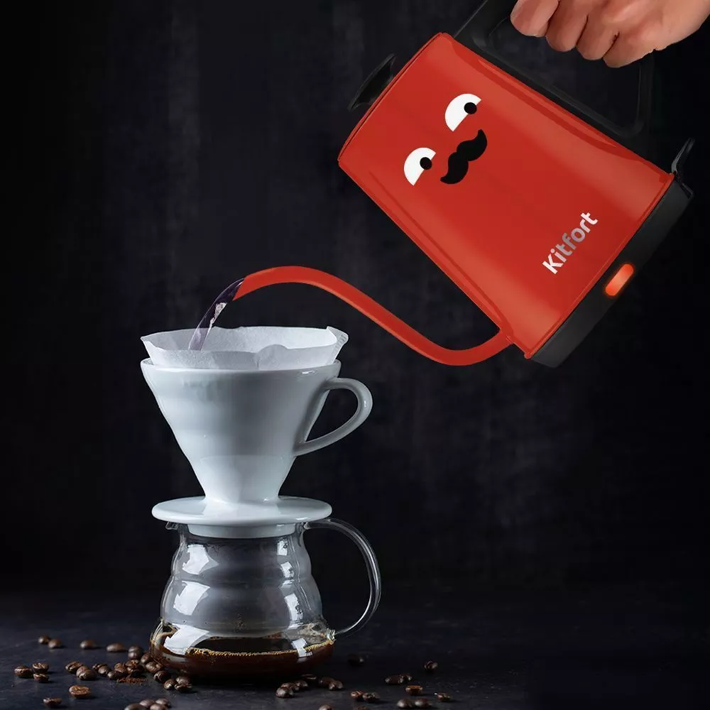 Чайник для варки кофе Kitfort Kt 6194 1 чёрно красный купить по цене 1 990 ₽ отзывы фото