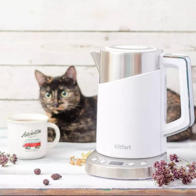 Чайник Kitfort KT-660-1, белый купить по цене 4 390 ₽: отзывы, фото, характеристики, руководство