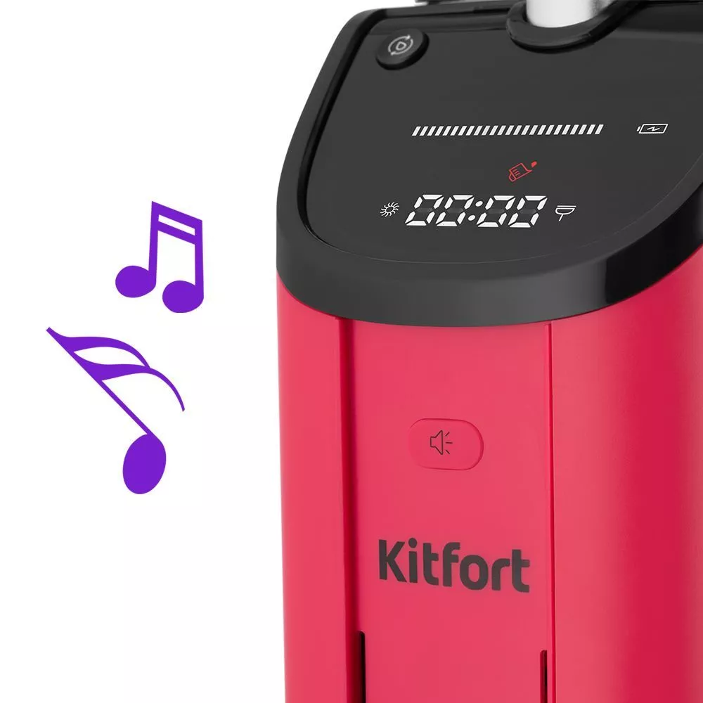 Вертикальный беспроводной моющий пылесос Kitfort КТ-5183-1, чёрно-малиновый купить по цене 15 ...